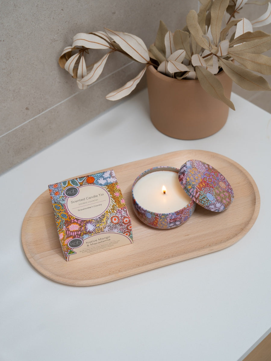 Aboriginal Scented Native Mango & Macadamia Candle Tin